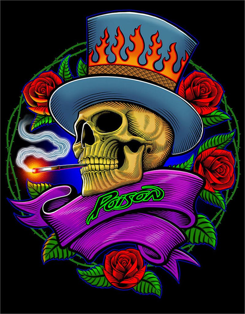 12 1/2" X 16" METAL SIGN POISON ROSES AND SKELETON TIN SIGN NEW ...