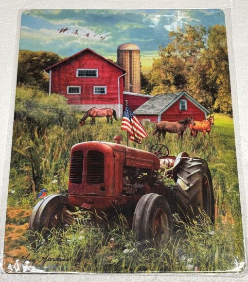 12" X 15" TIN SIGN TRACTOR BARN & HORSES METAL SIGN NEW - Gettysburg ...